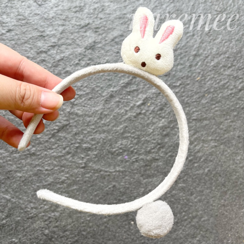 Jual Bando/Bandana Boneka +Pom Pom Karakter Rabbit/Bando Bear Bando ...