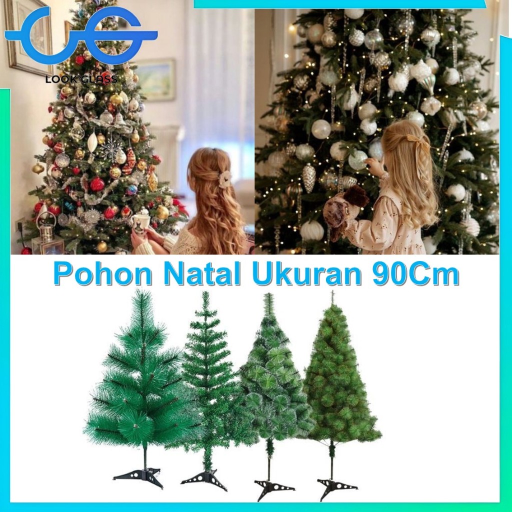 Jual ABS Pohon Natal 90cm Pohon Cemara Green Pine Snow Pine Green Gold ...