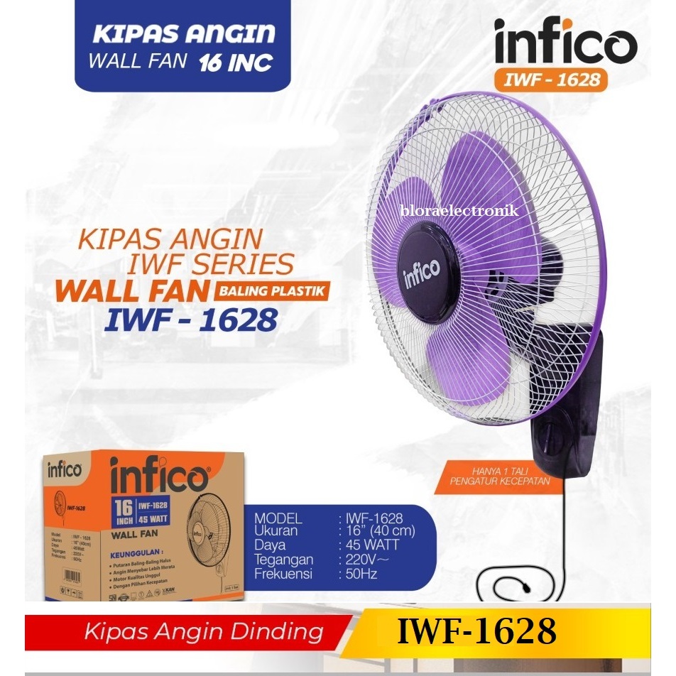 Jual Kipas Angin Infico IWF-1628 Kipas Angin Dinding 16 Inch Wall Fan ...