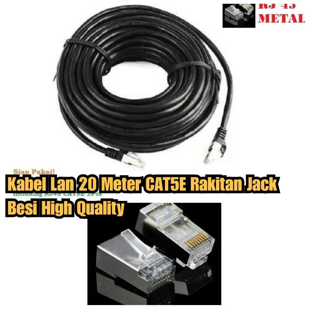 Jual Kabel internet 20 meter tinggal pakai Kabel Lan 20 meter cat 5e ...