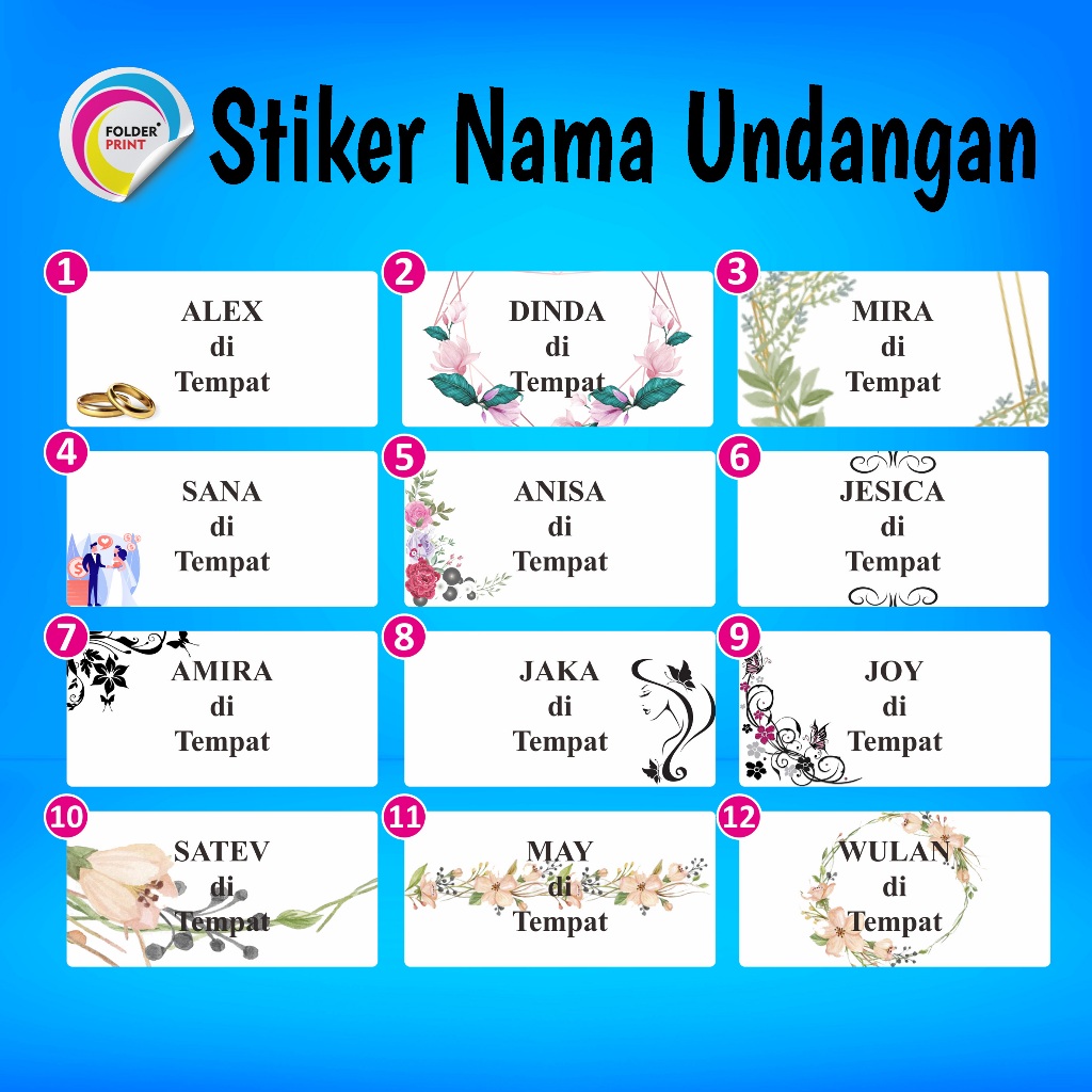 Jual Cetak Stiker Label Nama Undangan Tom & Jerry 103 Karakter Motif Custom Design | Shopee ...