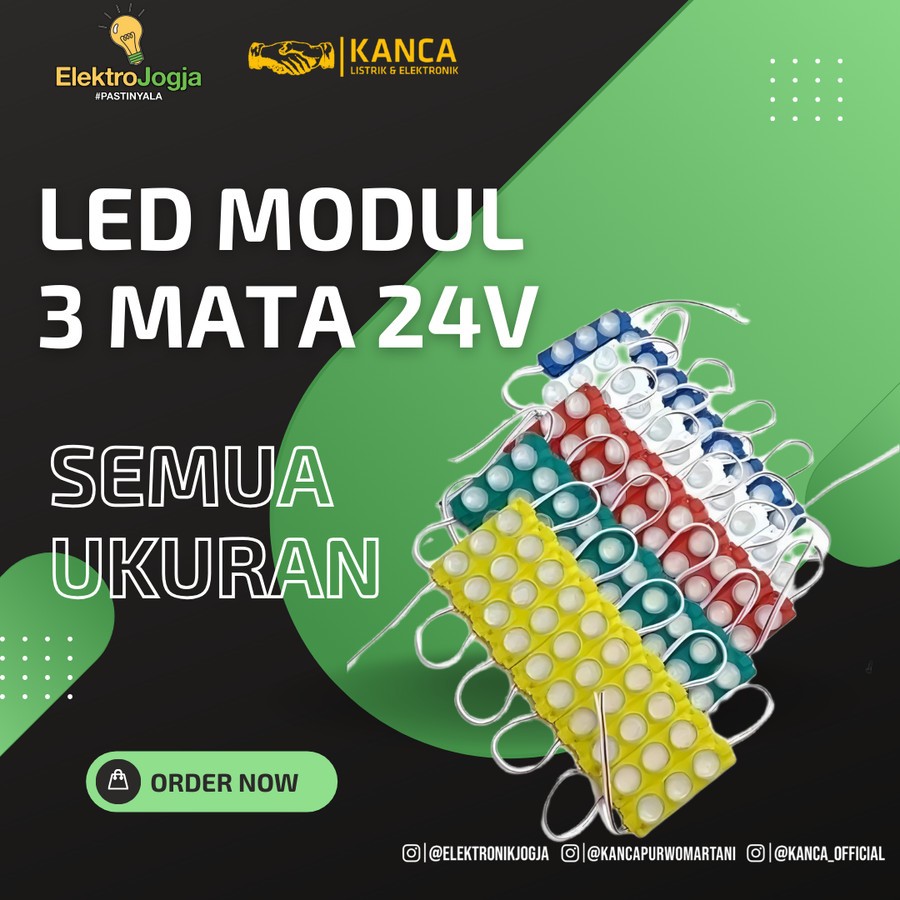 Jual Lampu LED Module 3 Watt 24V / LED Modul 3 Mata Besar Banyak Warna ...
