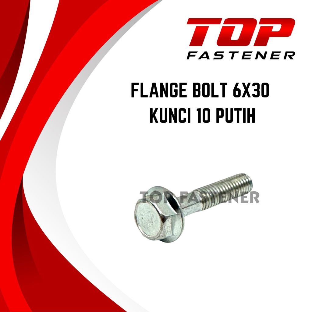 Jual BAUT TOPI FLANGE BOLT M6 6X30 KUNCI 10 PUTIH | Shopee Indonesia