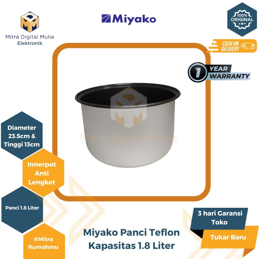 Jual Miyako Panci Teflon Magic Com 1.8 Liter Tinggi 13 cm | Shopee Indonesia