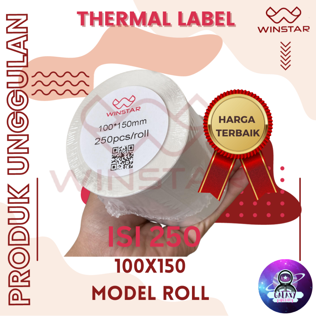 Jual LABEL STICKER THERMAL 100x150 ISI 250 LEMBAR BARCODE UKURAN A6 | Shopee Indonesia