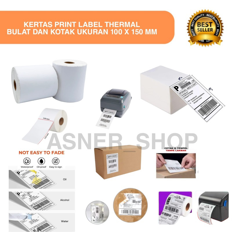 Jual Kertas Termal Bulat 100 X 150mm / 120mm Roll isi 250 -500 lembar ...