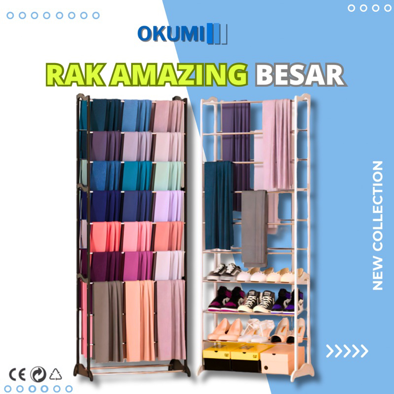 Jual OKUMI Rak Jilbab Rak Hijab Rak Amazing Gantungan Hijab 10 Tingkat ...