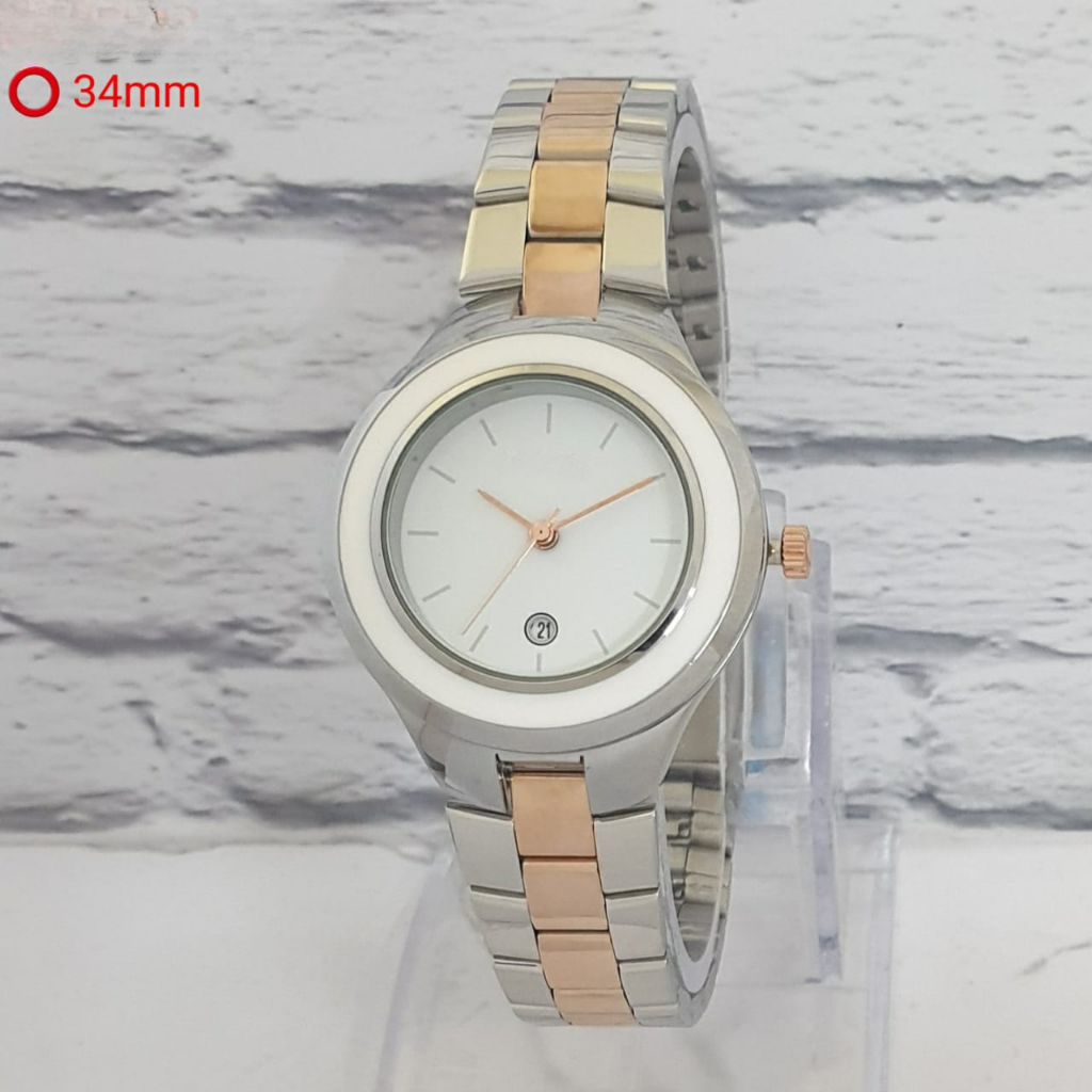 Jual Jam Tangan Wanita Rantai Bulat Tanggal Aktif Water resistent 3 ATM (30 M) | Shopee Indonesia