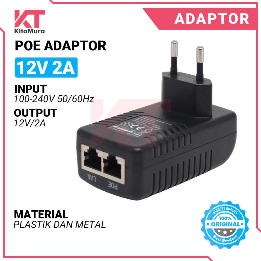 Jual POE Adaptor 12V 2A || Injektor POE 12V 2A | Shopee Indonesia