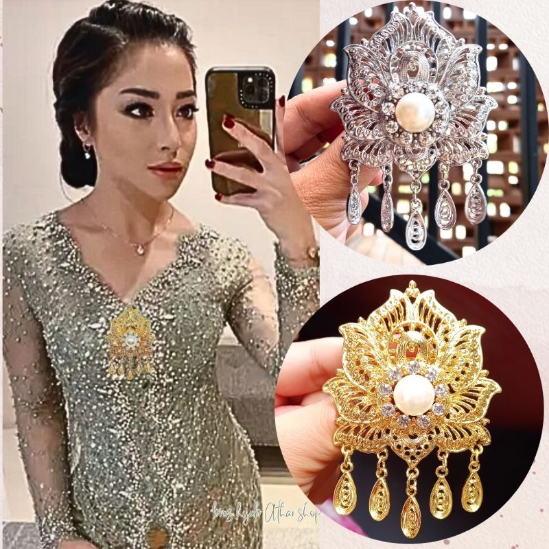 Jual Bros Kebaya Kutu Baru Etnik Khas Bross Kutubaru juntai perak emas ...