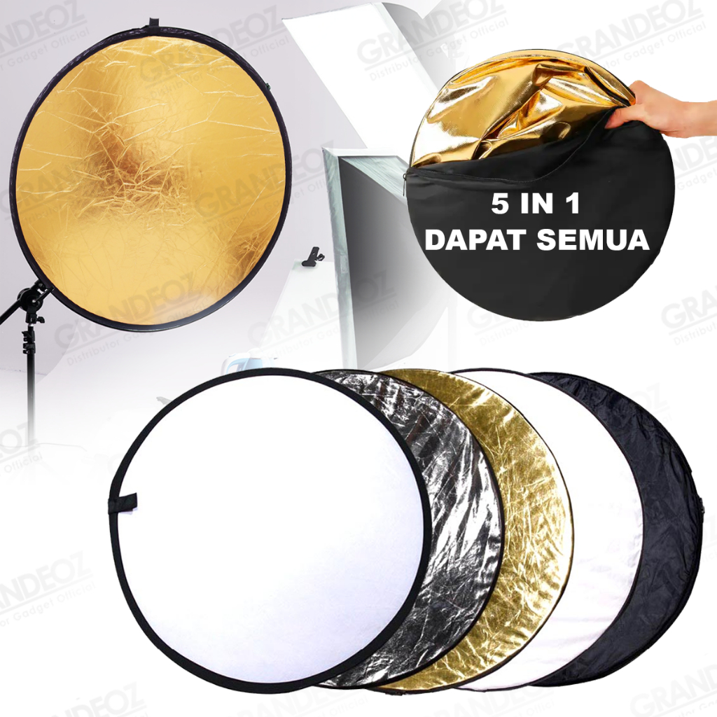 Jual SET 5 in 1 Reflektor 60cm Cahaya Studio Foto Studio 2 IN 1 Foto ...
