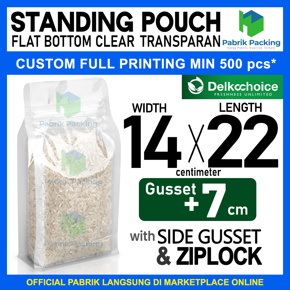 Jual Standing pouch ziplock flat bottom clear transparan kemasan bening ...