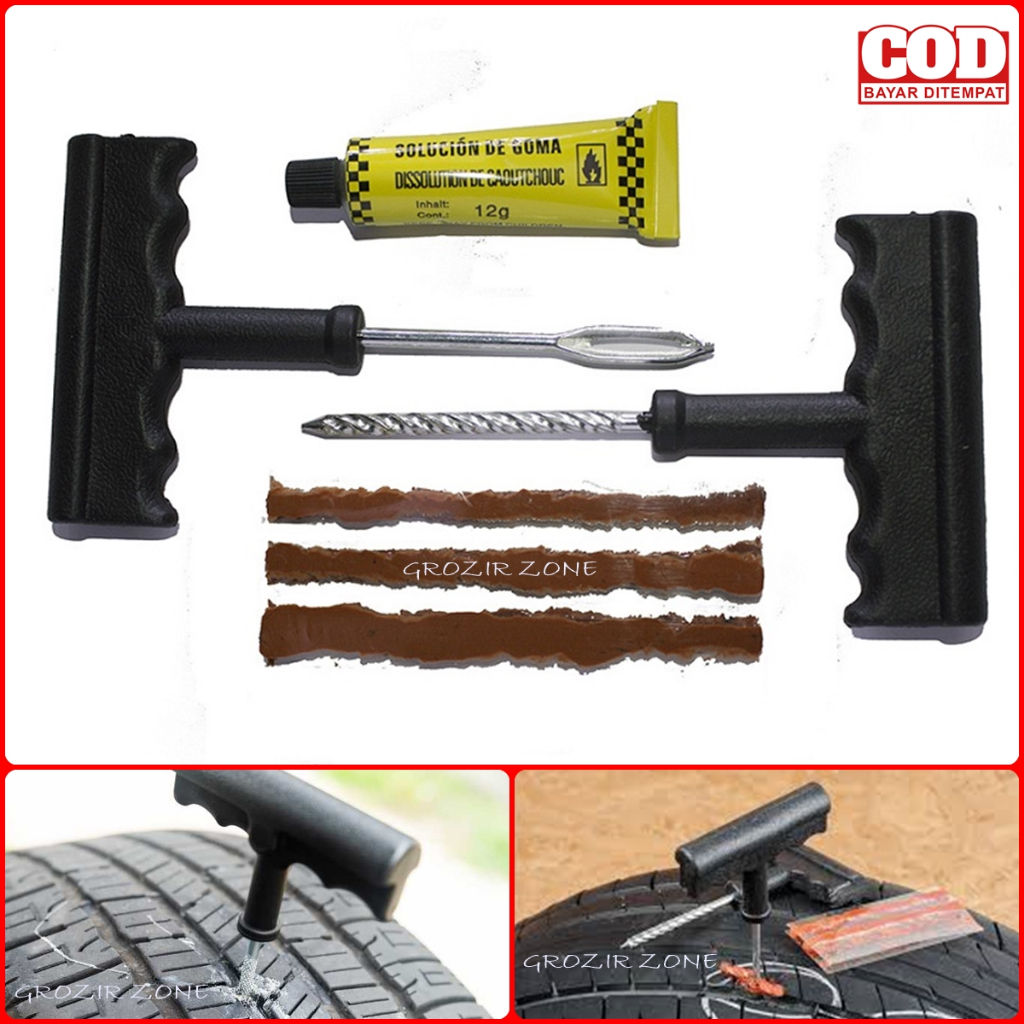Jual Alat Tambal Ban Tubles Tubeless Komplit 1 Set Lengkap GZ | Shopee ...