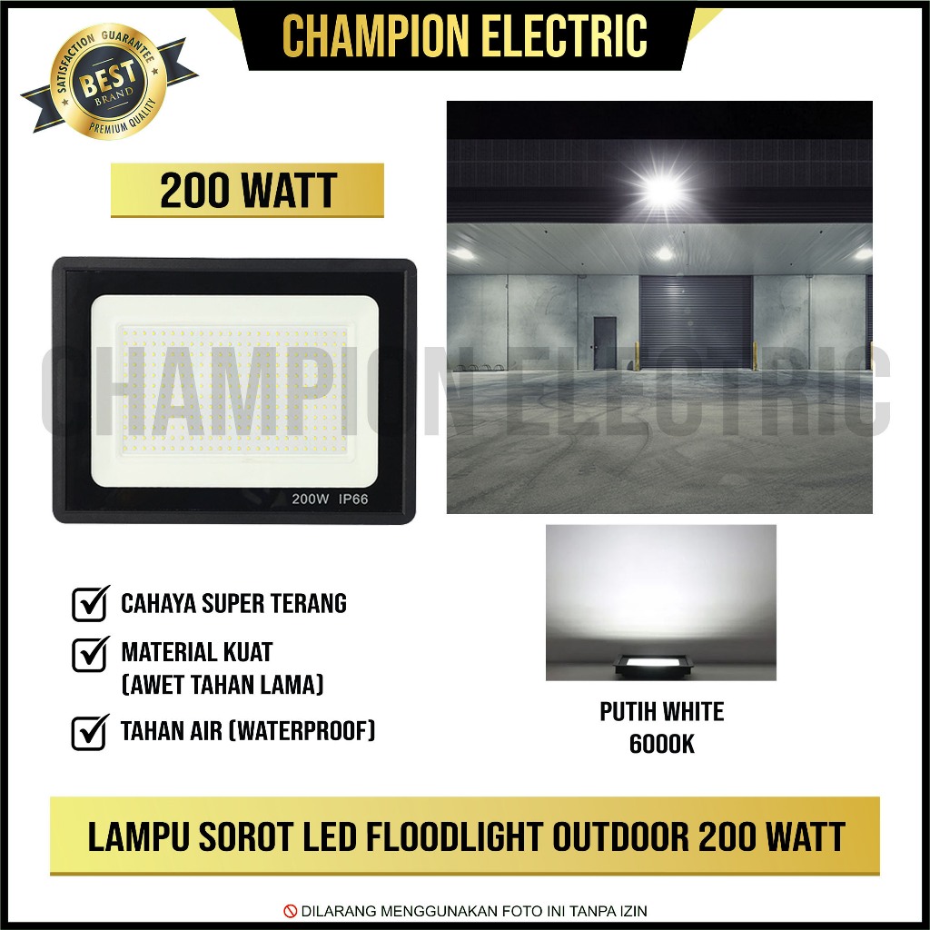 Jual Lampu Sorot LED 200W Flood Light Tembak Outdoor 200 Watt | Shopee Indonesia