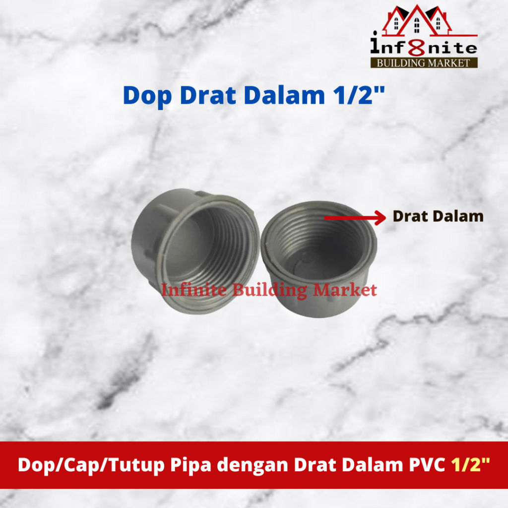 Jual Dop Drat Dalam PVC 1/2 Inch Female Cap Drat Ulir Tutup Pipa 1/2 ...