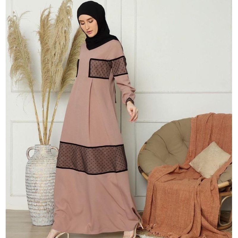Jual Abaya warna Abaya Dubai kombinasi tile polka cantik kode 057 ...