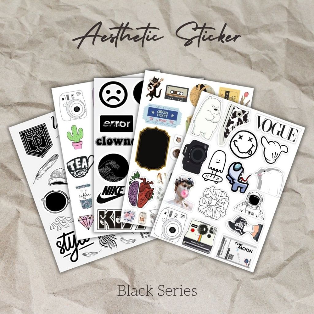 Jual Stiker Aesthetic Black Series Stiker Aesthetic Deco Planner Album ...