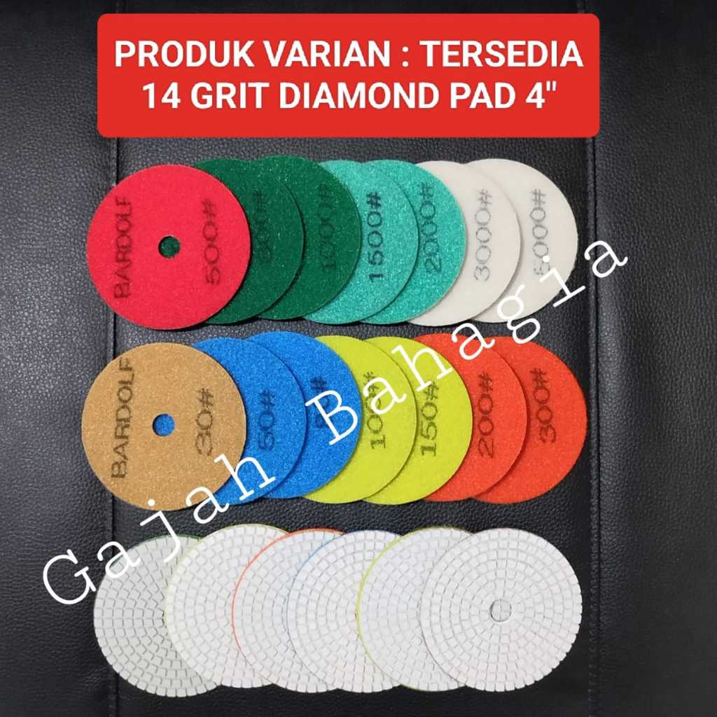 Jual Diamond pad 4 inch Poles Granit Marmer 4" 14 varian Kasar - Halus ...