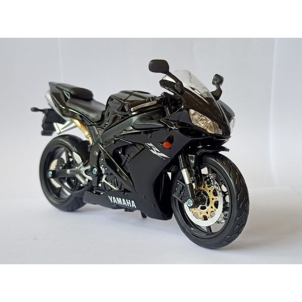 Jual Diecast Motor Yamaha YZF-R1 black miniatur motor sport 1:12 ...