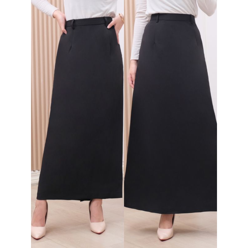 Jual ROK HITAM KANTOR WANITA/ROK PANJANG HITAM / ROK BAHAN HITAM/ROK ...