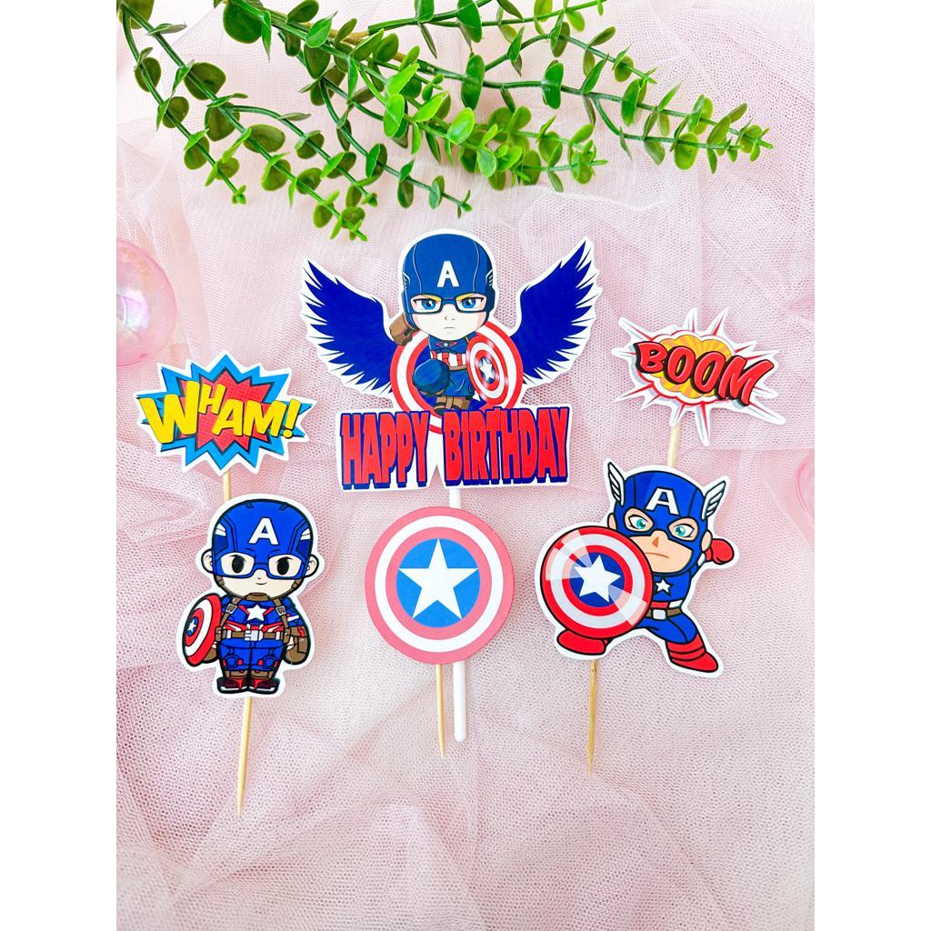 Jual BJ - Captain America Sayap Mini Topper Cake Birthday / Hiasan Kue ...