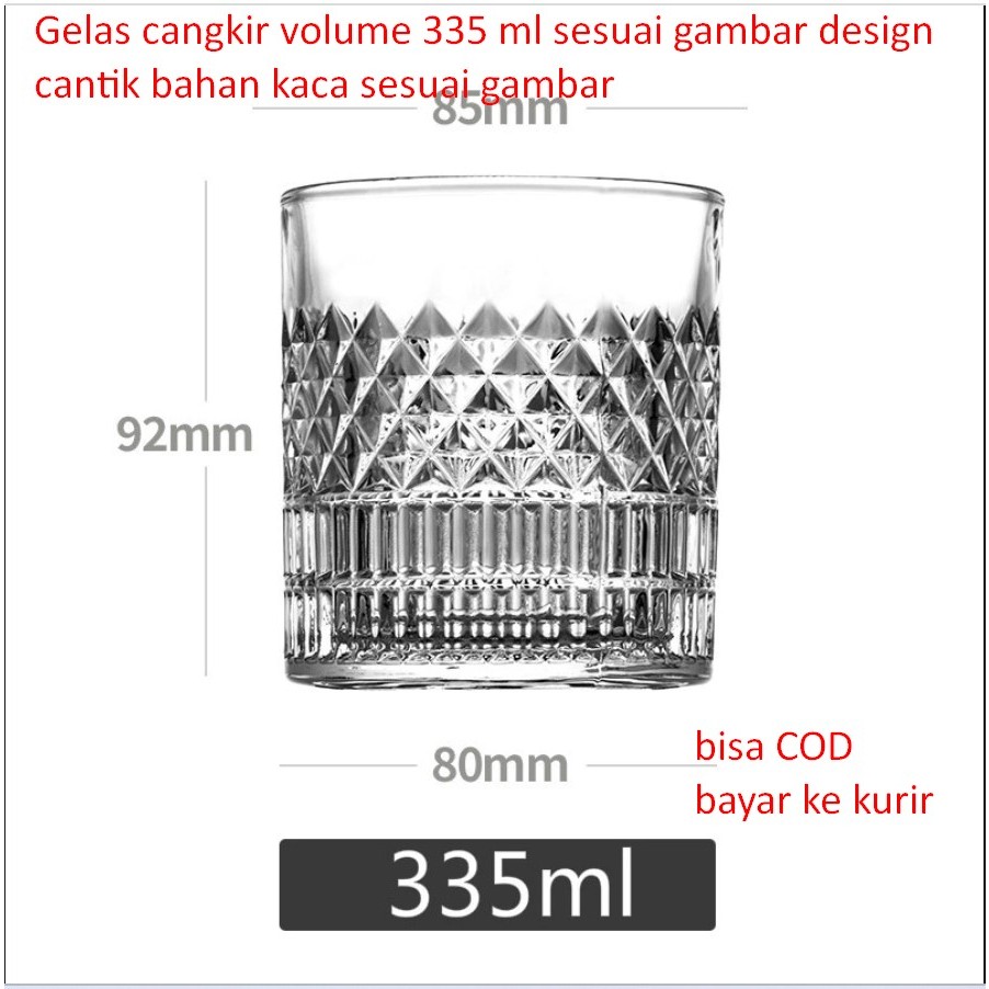Jual Gelas cangkir volume 335 ml sesuai gambar design cantik bahan kaca ...
