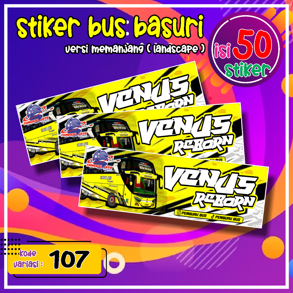 Jual isi 50 stiker bus venus reborn [107] versi panjang warna cerah ...