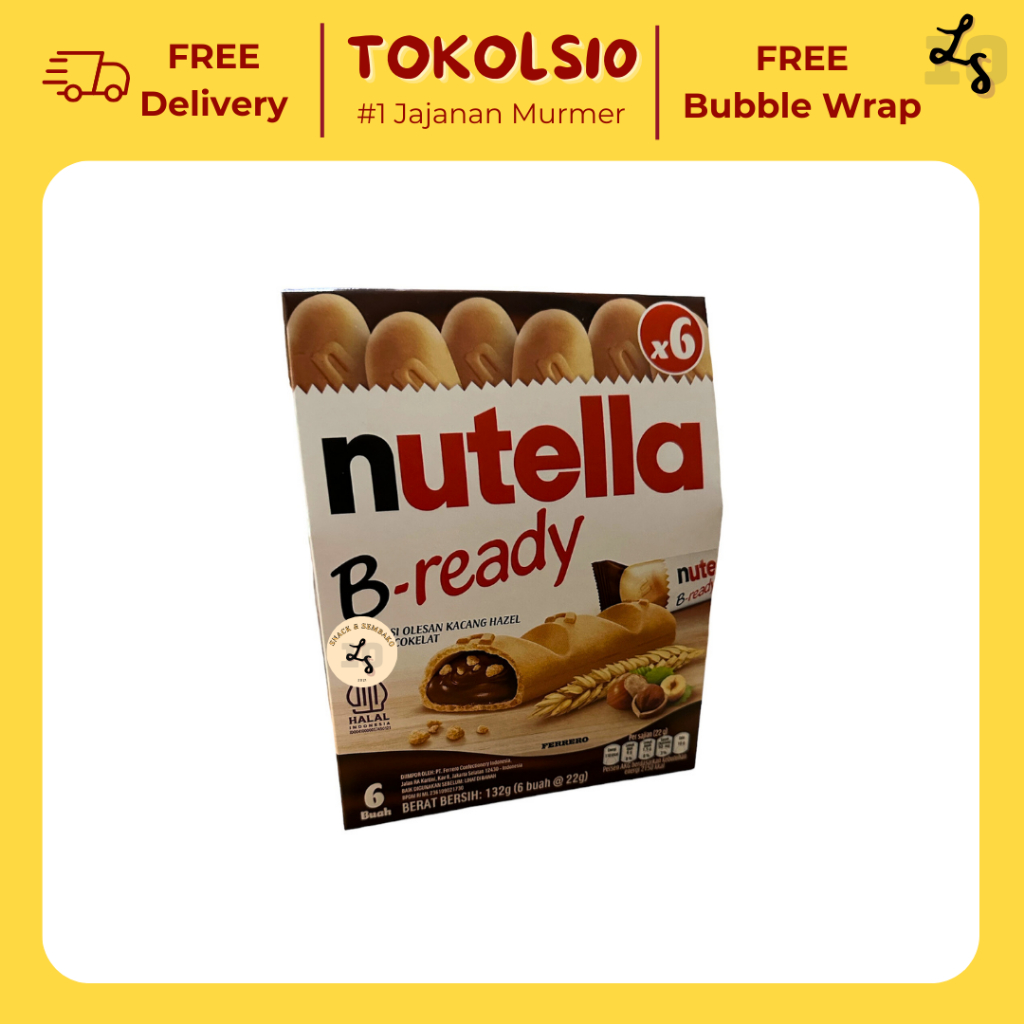 Jual Nutella B-Ready Wafer Kacang Hazelnut & Cokelat 1 Pack Isi 6 @22gr ...
