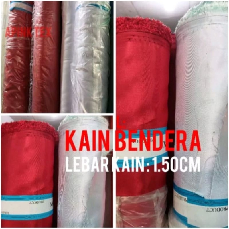 Jual kain bendera polos lebar kain 1.50cm bahan puiring dekorasi ...