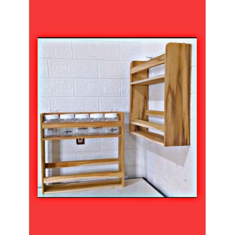Jual Rak toples / rak botol / rak kosmetik / rak bumbu dapur kayu jati ...