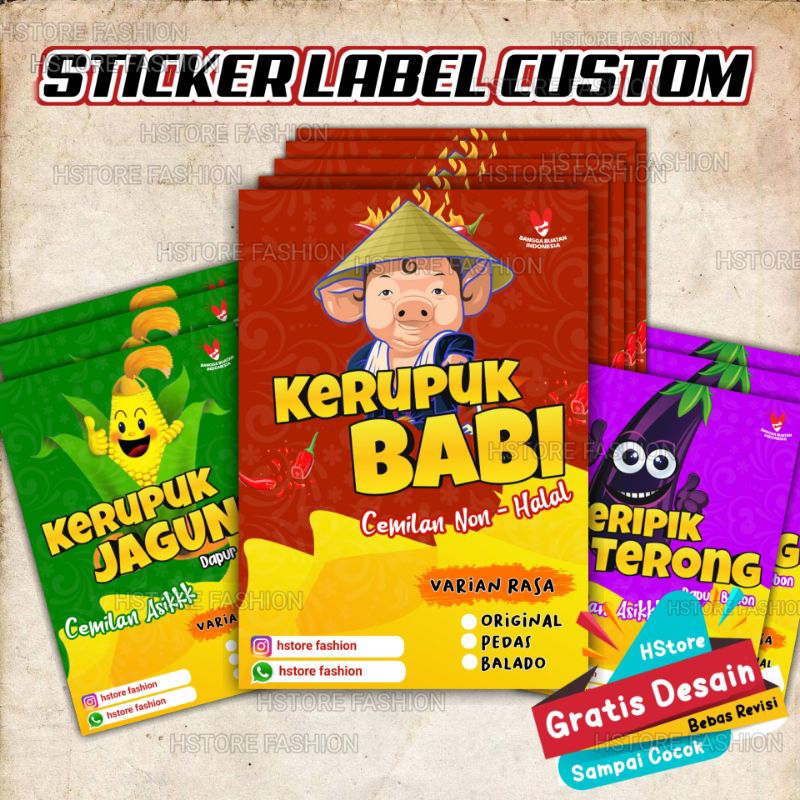 Jual Sticker Label Produk Makanan Label snack Cemilan Sticker Gratia ...