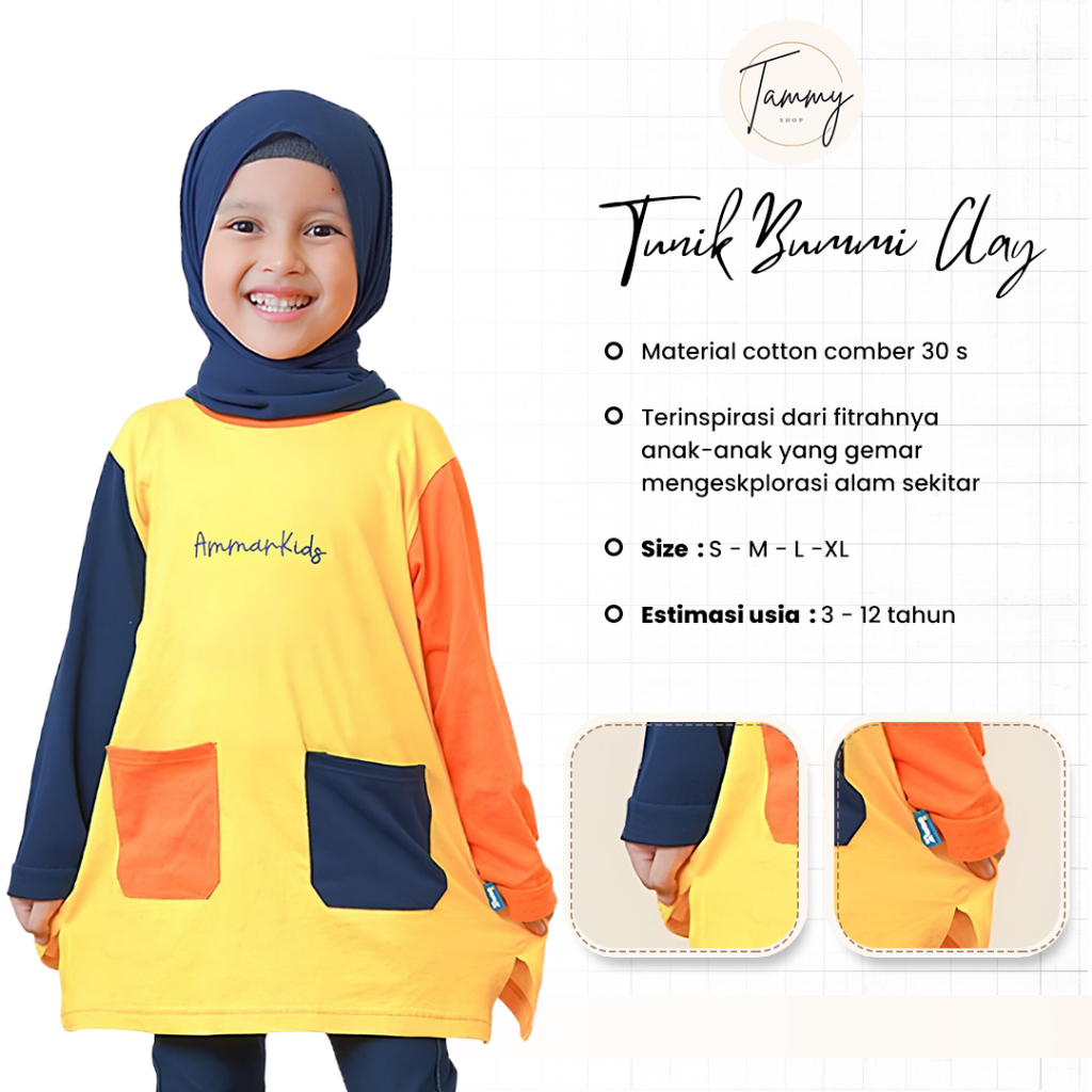 Jual Tunik Kaos Anak Perempuan Bumi Series Ammar Kids Kode Clay Tangan ...