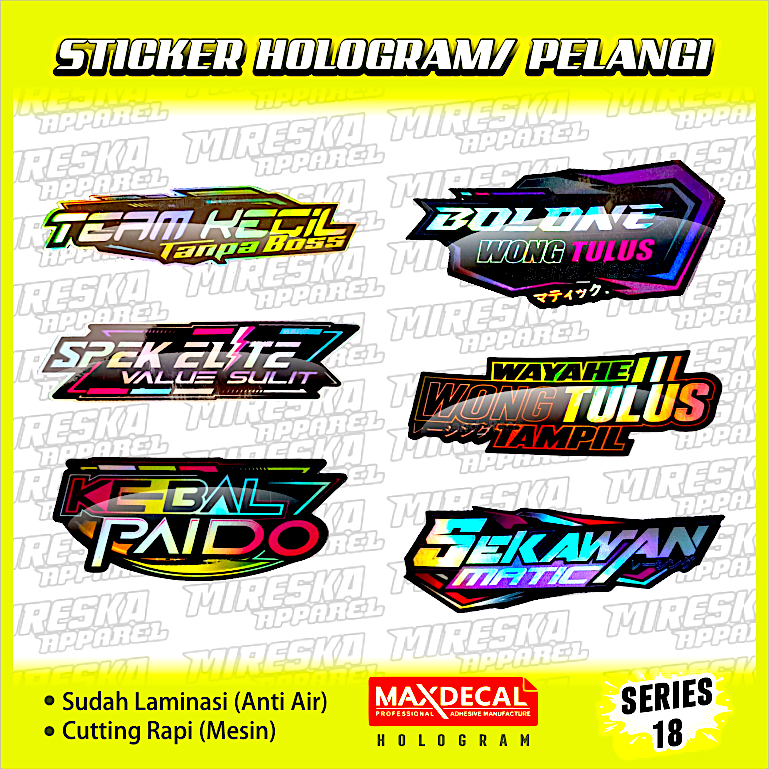 Jual Terbaru!! Stiker Viral Hologram Terlaris Racing Series 18 ...
