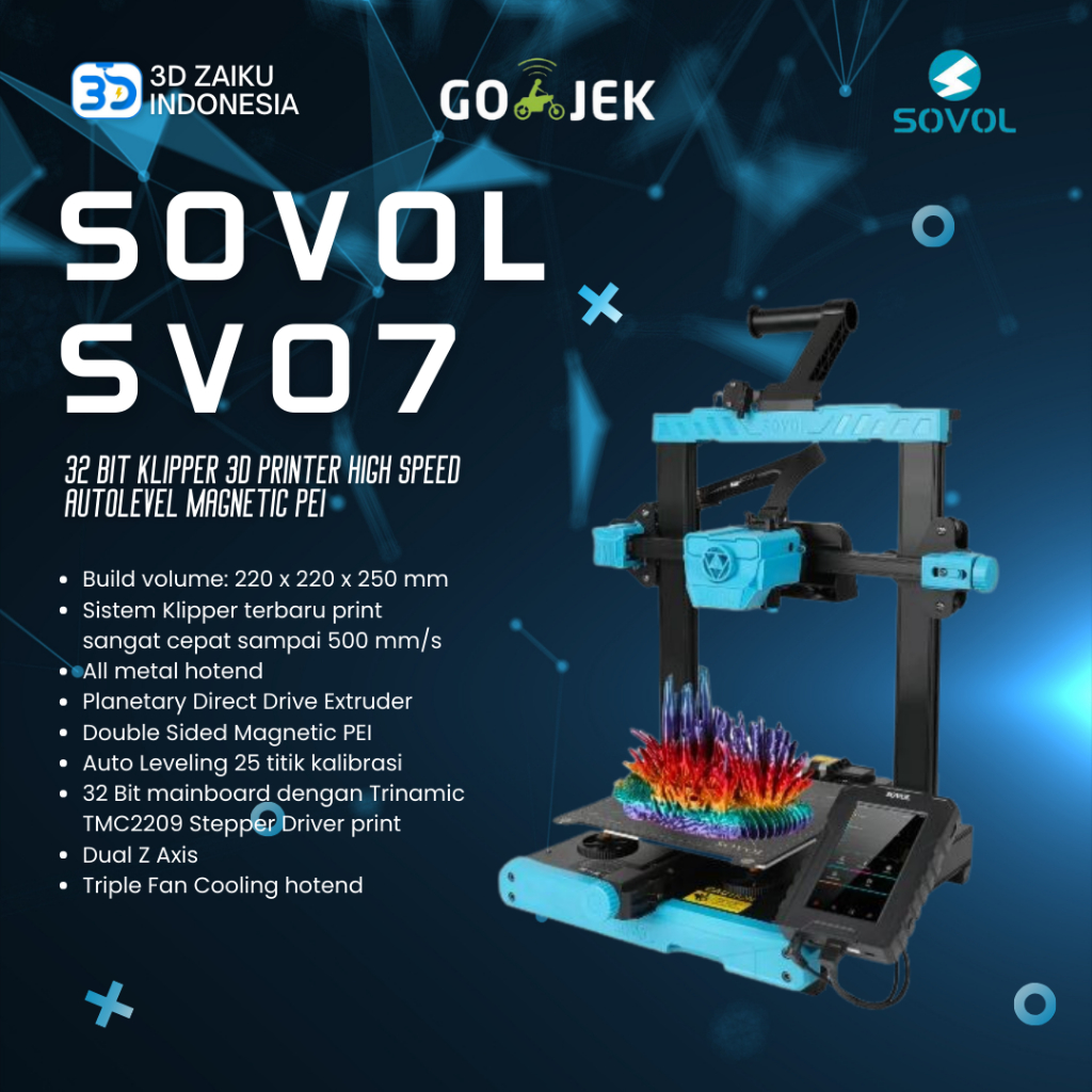 Jual Sovol SV07 32 Bit Klipper 3D Printer High Speed Autolevel Magnetic PEI | Shopee Indonesia