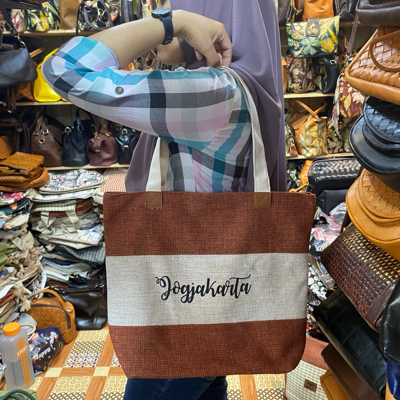 Jual tote bag goni lembut sintetis map / laptop berkas masuk sablon ...