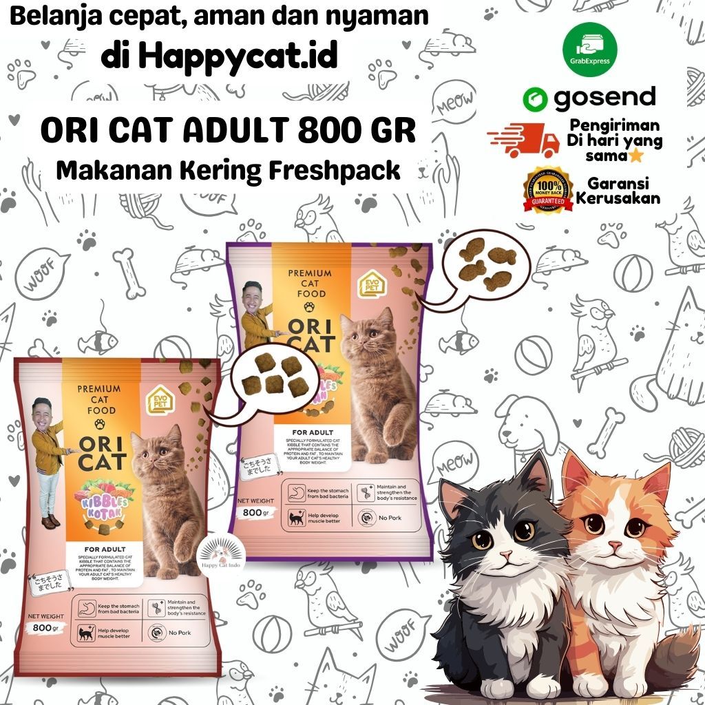 Jual Makanan Kering Kucing Dry Cat Food ORI CAT Adult 800 GR Freshpack ...