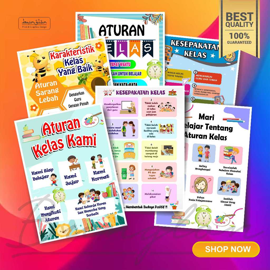 Jual Poster Edukasi, Kesepakatan Kelas dan Aturan Kelas | Shopee Indonesia