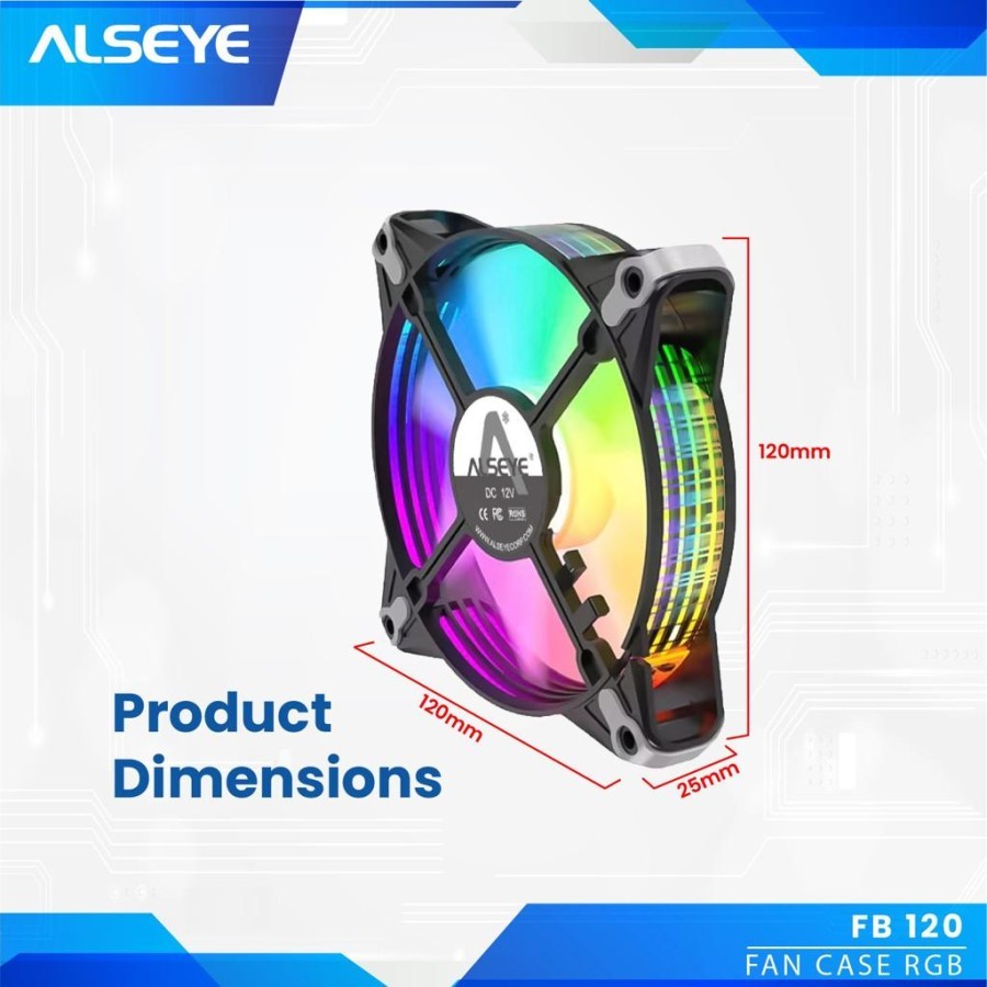 Jual Fan case gaming alseye led ring 12cm rgb 4 pin molex fb120-b fb ...