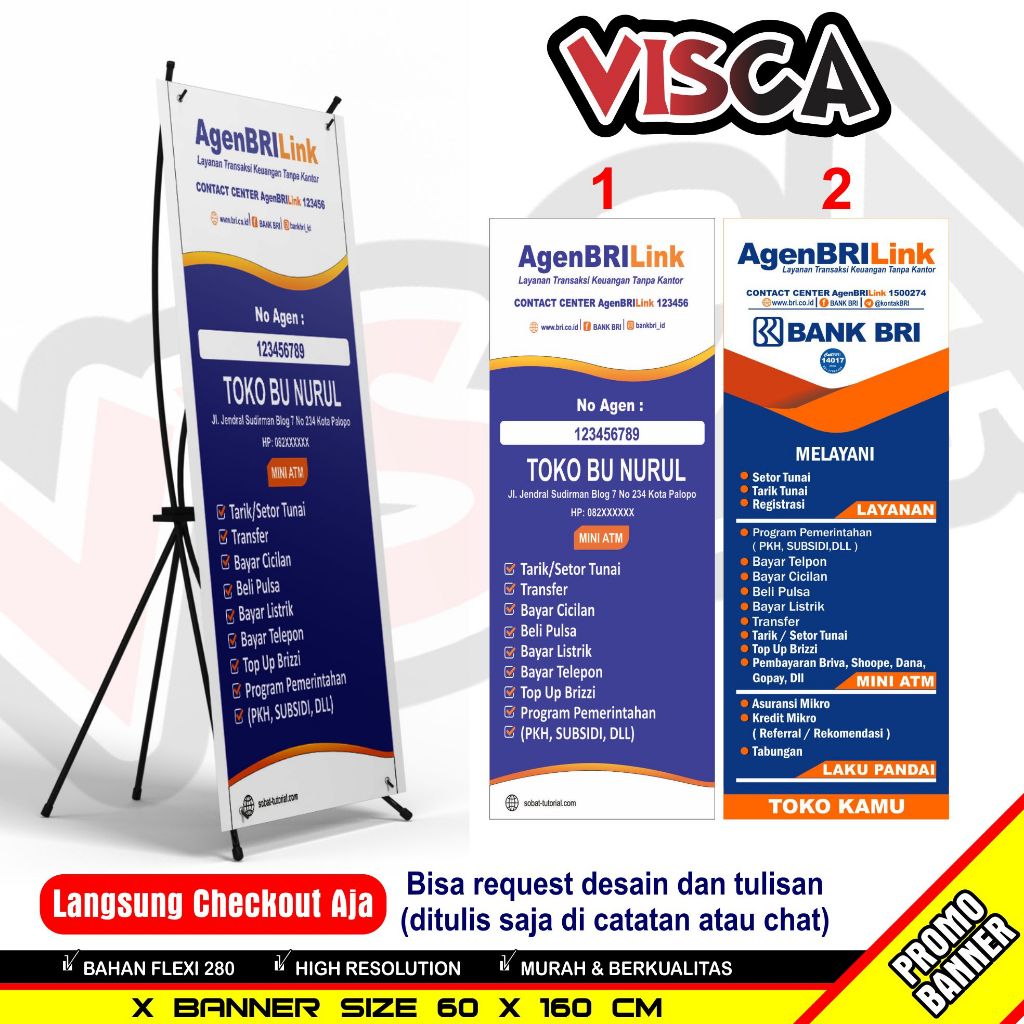 Jual Paket Lengkap Spanduk X Banner Sudah Pakai Tiang BRILink Bisa ...