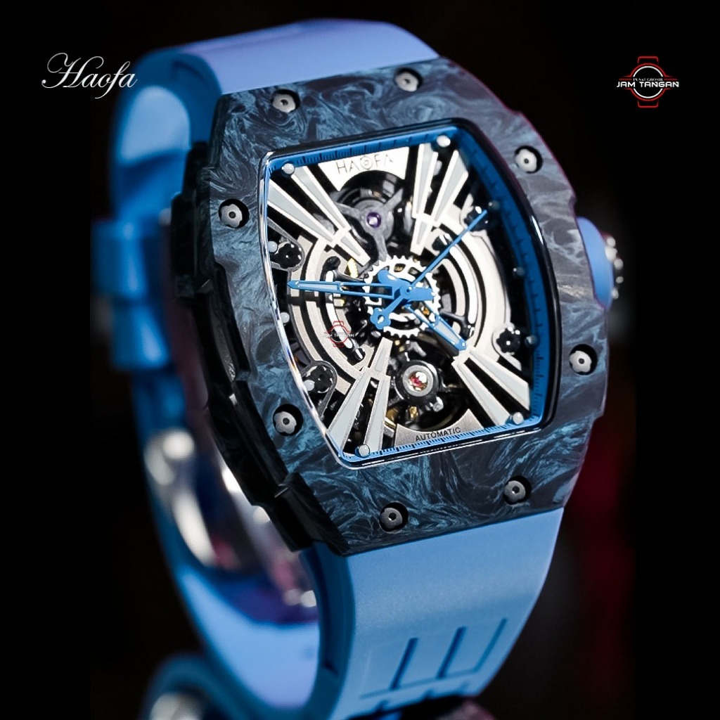 Jual Haofa 1906L Automatic Skeleton Mechanical Wrist Carbon Fiber Bezel ...