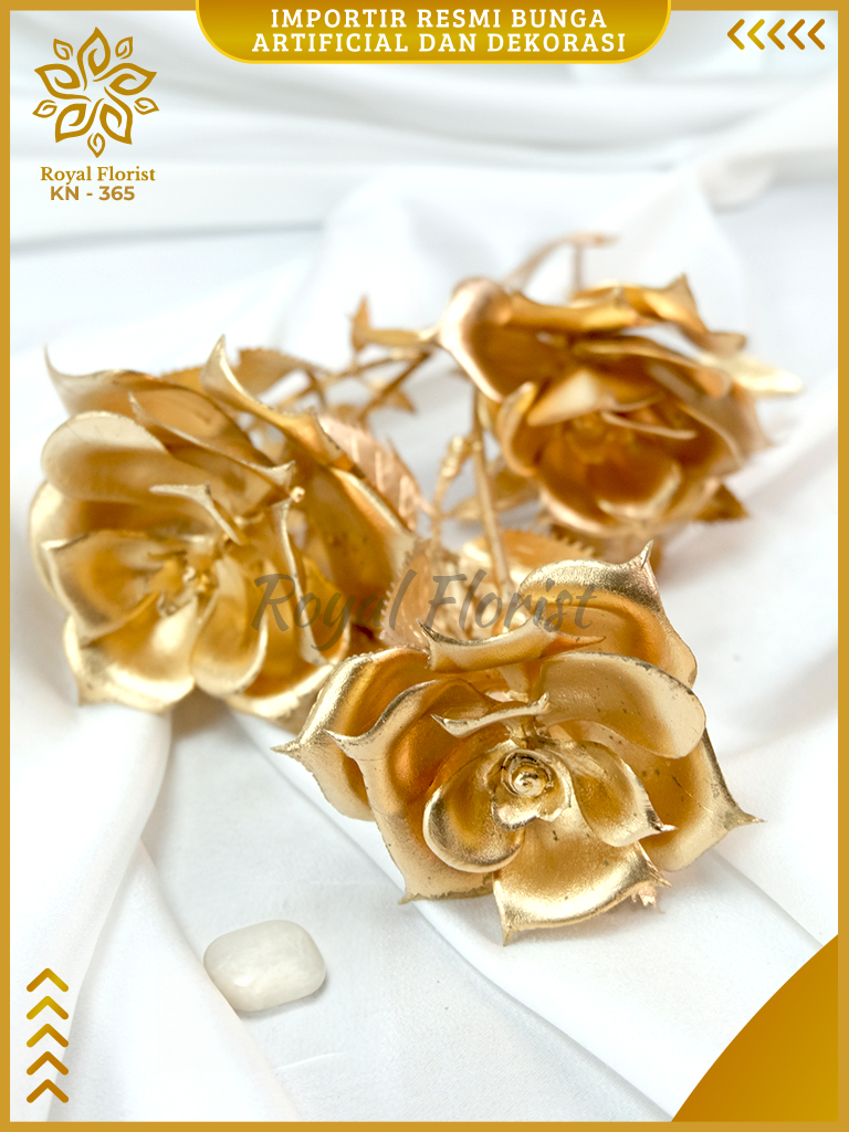 Jual Daun Gold Artificial/Bunga Mawar Emas Artificial/Hiasan Bunga Gold ...