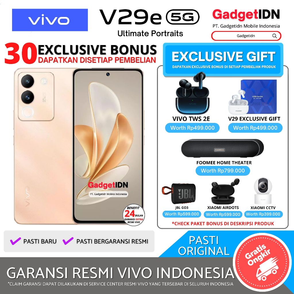 Jual VIVO V29e 5G NFC 8/256GB ( +8GB Extended Ram ) Garansi Resmi Vivo ...