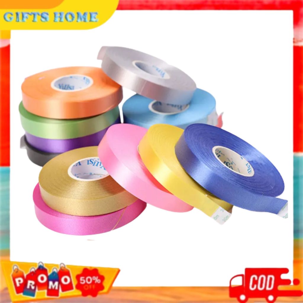 Jual Pita Balon Mini Ukuran 5 Meter Pita Balon Ribbon Kecil Warna Warni ...