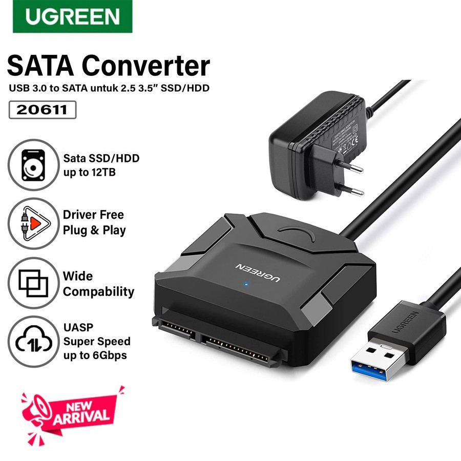 Jual Ugreen Kabel USB 3.0 to SATA III Hard Disk HDD SSD 2.5" 3.5" 20611 ...