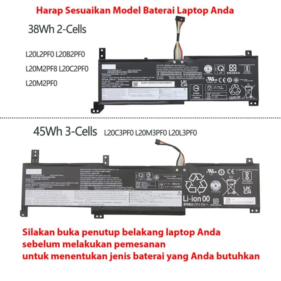 Jual Baterai IdeaPad 3-14ITL6 ALC6 V14 V15 V17 G2-ALC IJL ITL L20C2PF0 ...