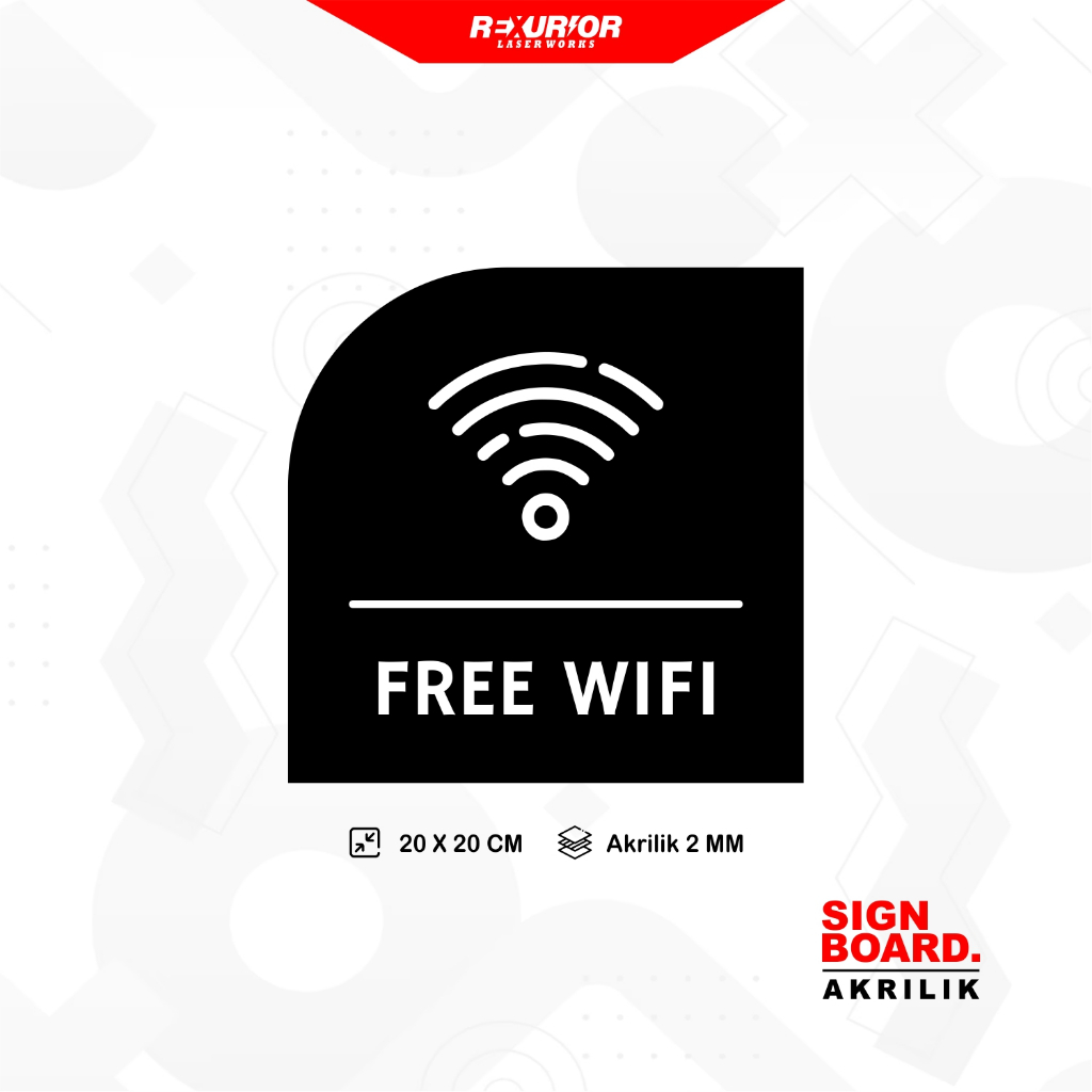 Jual Sign Akrilik Papan Tanda FREE WIFI Ukuran 20x20cm | Shopee Indonesia