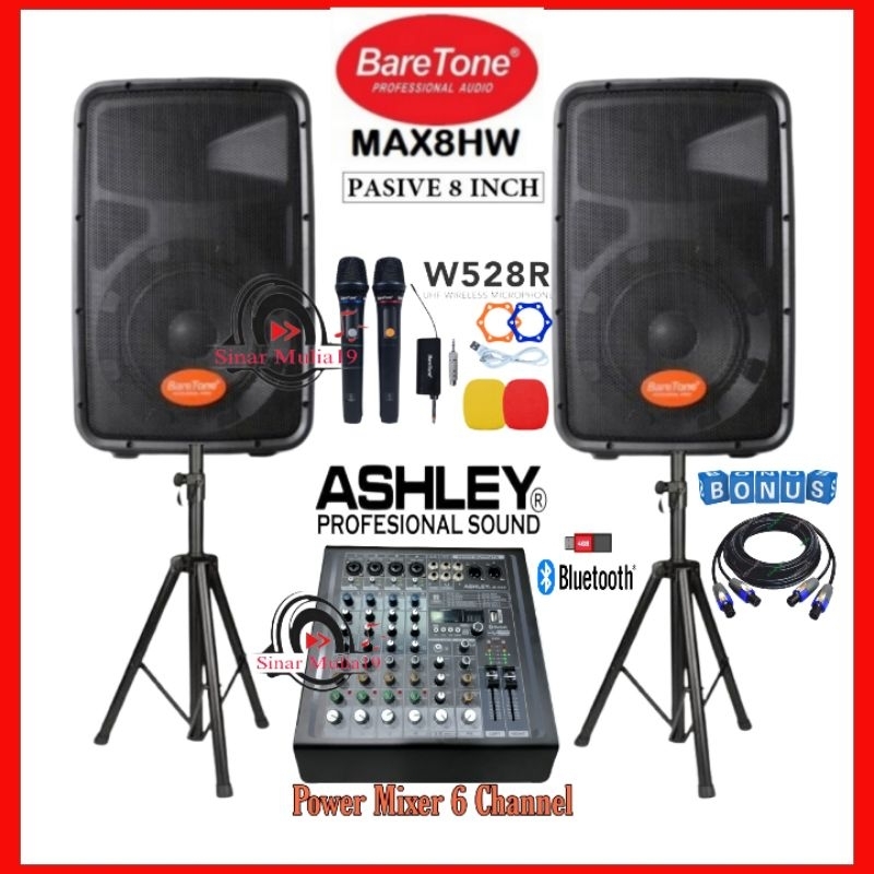 Jual Paket Sound System Karaoke Speaker BareTone MAX08HW Power Mixer ...