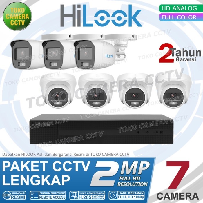 Jual PAKET CCTV HiLook 2MP COLORVU 7 KAMERA SIAP PASANG | Shopee Indonesia