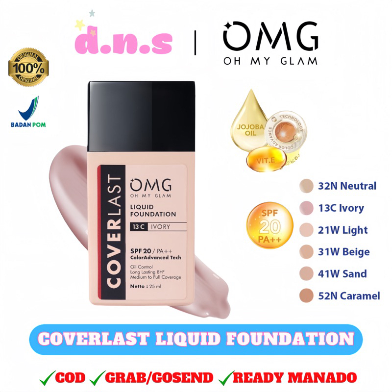 Jual MANADO OMG OH MY GLAM COVERLAST LIQUID FOUNDATION | Shopee Indonesia
