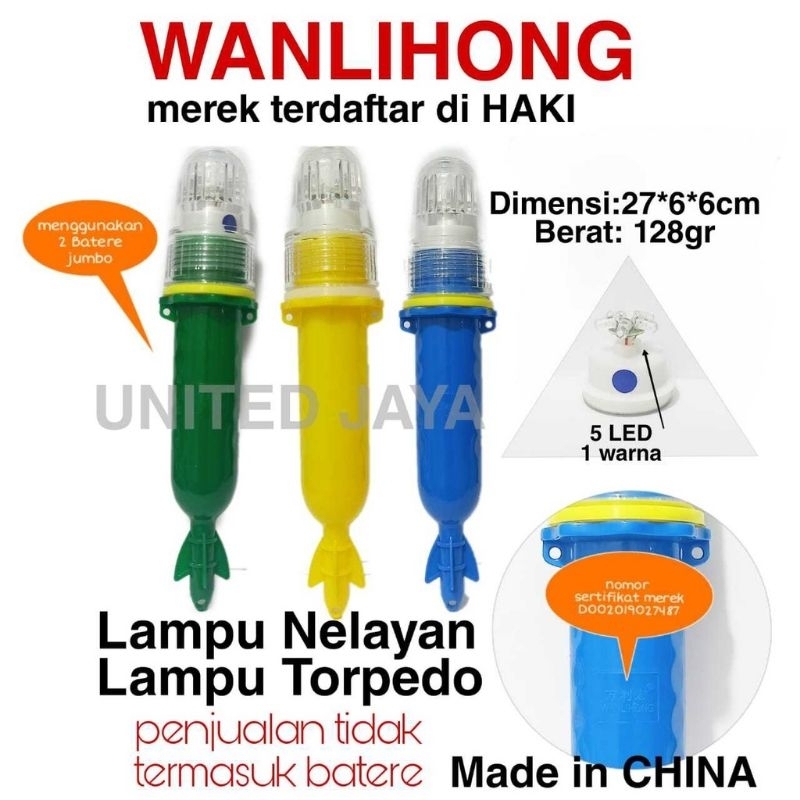 Jual lampu nelayan lampu torpedo lampu kapal wanlihong 5 LED cahaya ...